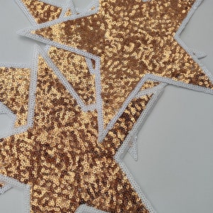 2 Pieces Gold Stars Iron on Sequined Applique Patch,sequins Star Patch ...