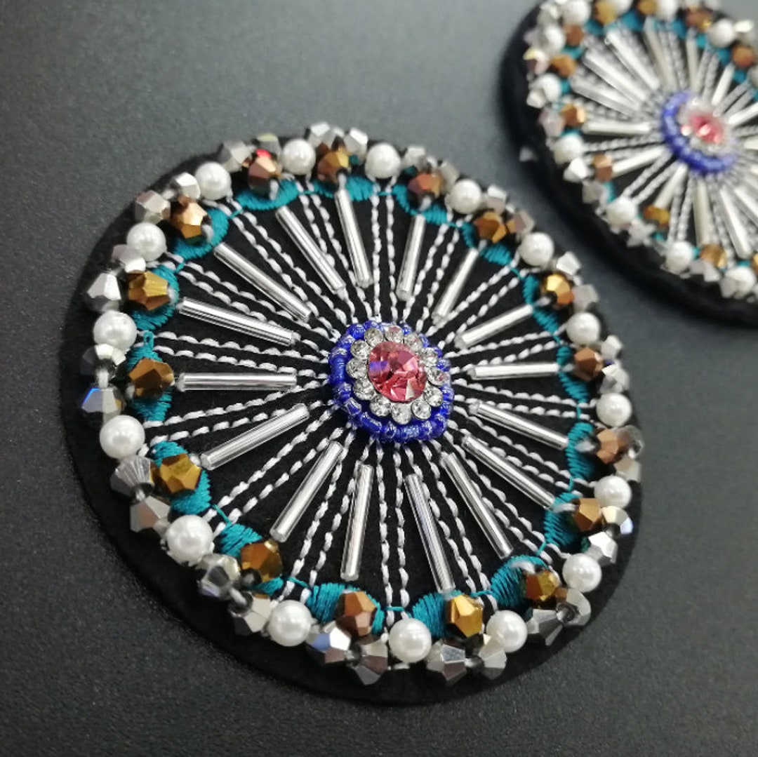 Round Pattern Embroidery Rhinestone Sequined Applique Patch,beaded ...