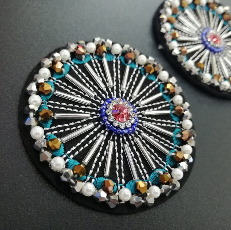 Round Pattern Embroidery Rhinestone Sequined Applique Patch,beaded ...