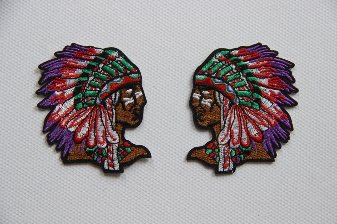 A Pair of Indians Embroidery Iron on Applique Patch,embroideried Patch ...