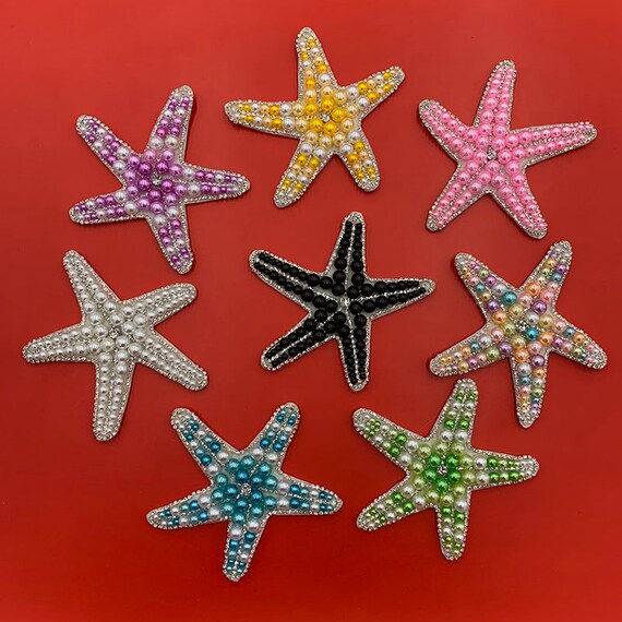 Starfish Embroidery Beaded Applique Patchpearl Starfish Patch - Etsy
