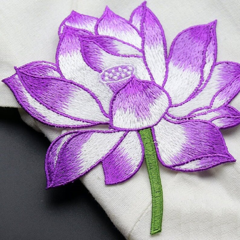 Pink Lotus Embroidered Flower Applique Patch,vintage Floral Patch for ...
