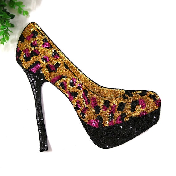 High Heels Sequined Embroidery Applique Patchsequins Shoes | Etsy