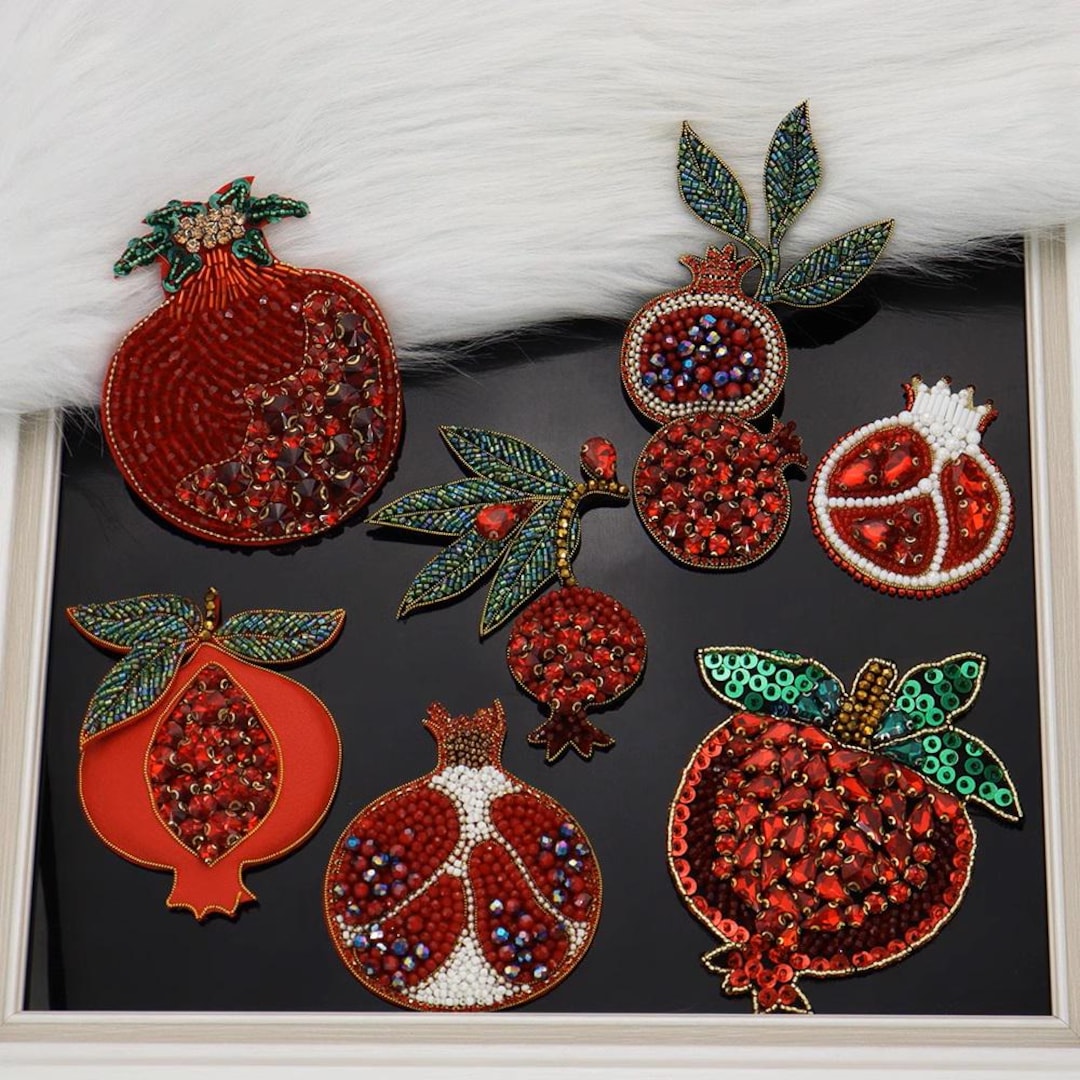 Various Embroidery Rhinestone Pomegranate Sequined Applique Patch ...