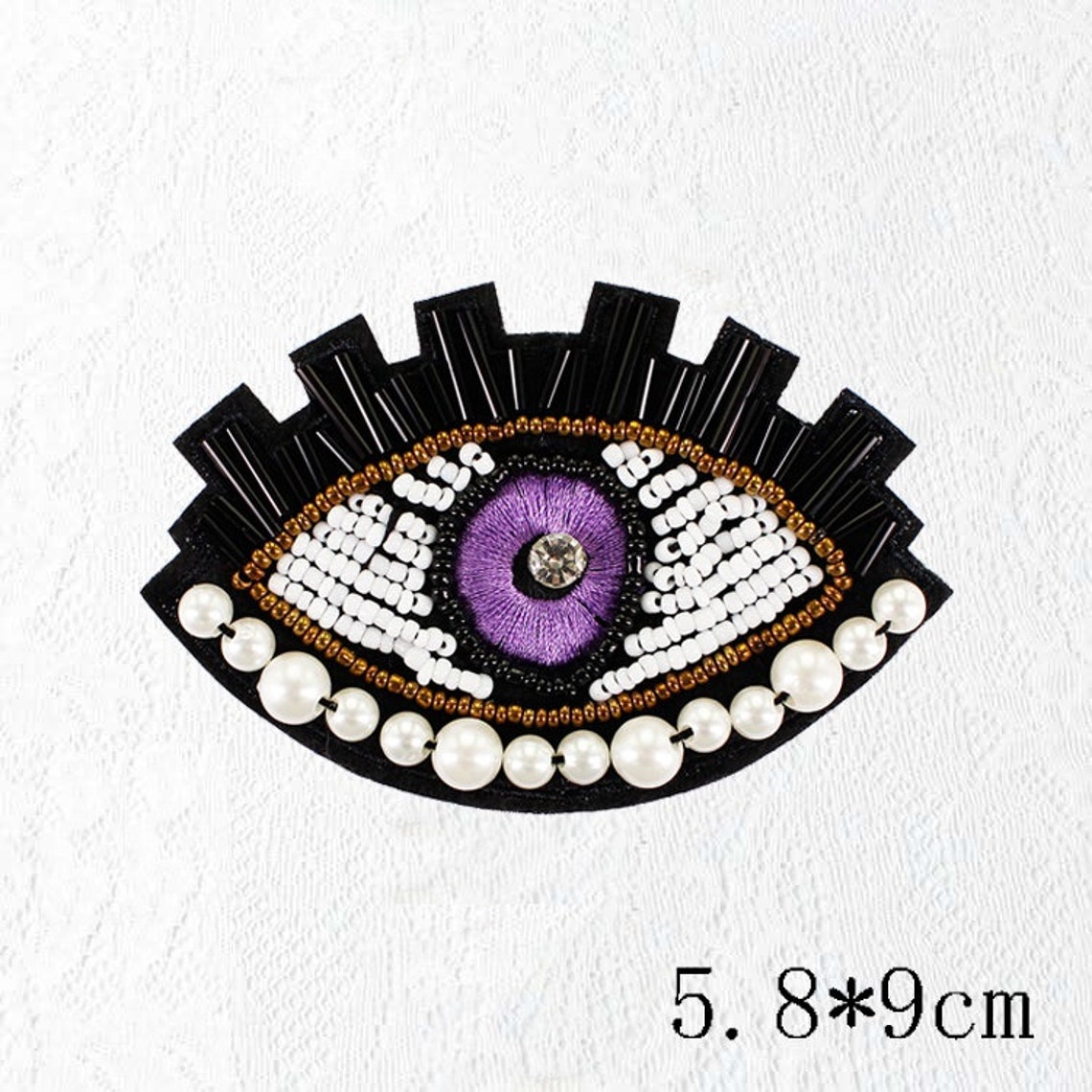 A Pair of Eye Embroidery Beaded Sequined Applique Patch,diamond Eyes ...
