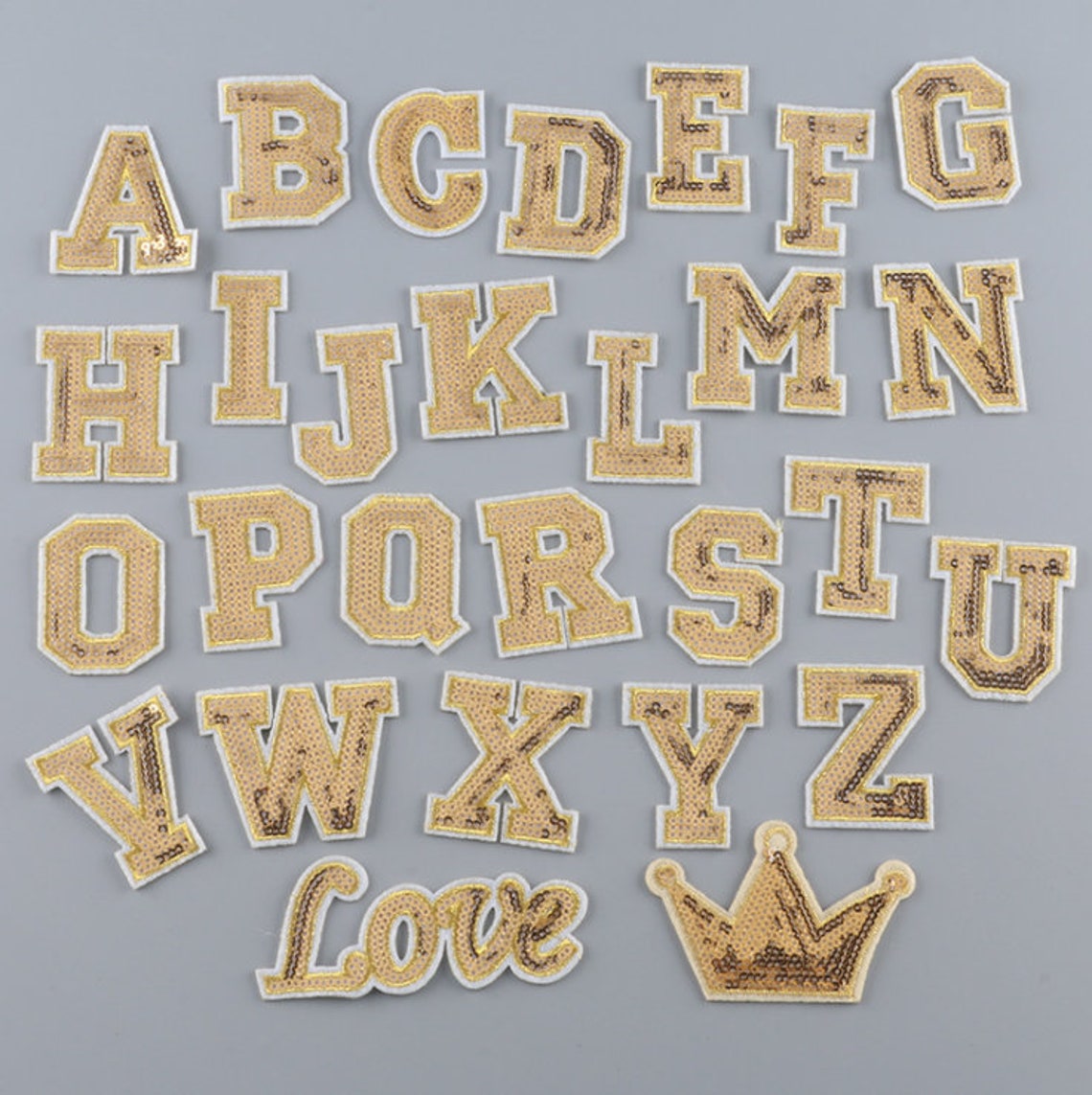 A Set 28 Pieces Gold or Silver Embroidery Sequined Letters - Etsy