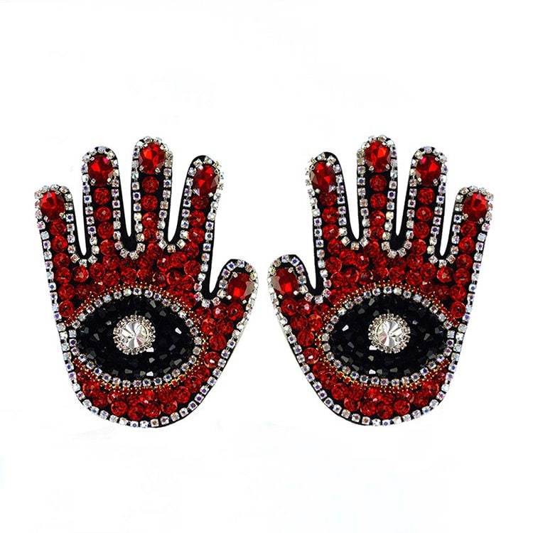 A Pair of Embroidery Rhinestone Hand Sequined Applique | Etsy