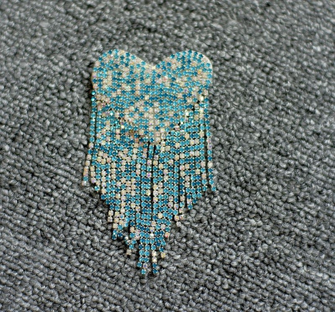 Delicate Embroidery Beaded Heart Applique Patch,rhinestone Fringed ...