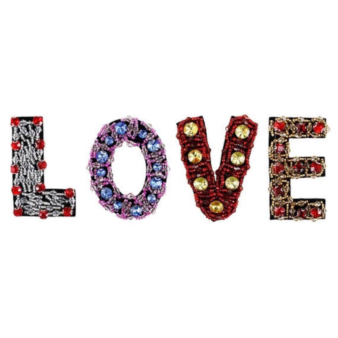 LOVE Rhinestone Embroidery Sequined Applique Patch,sequins Beaded Love ...