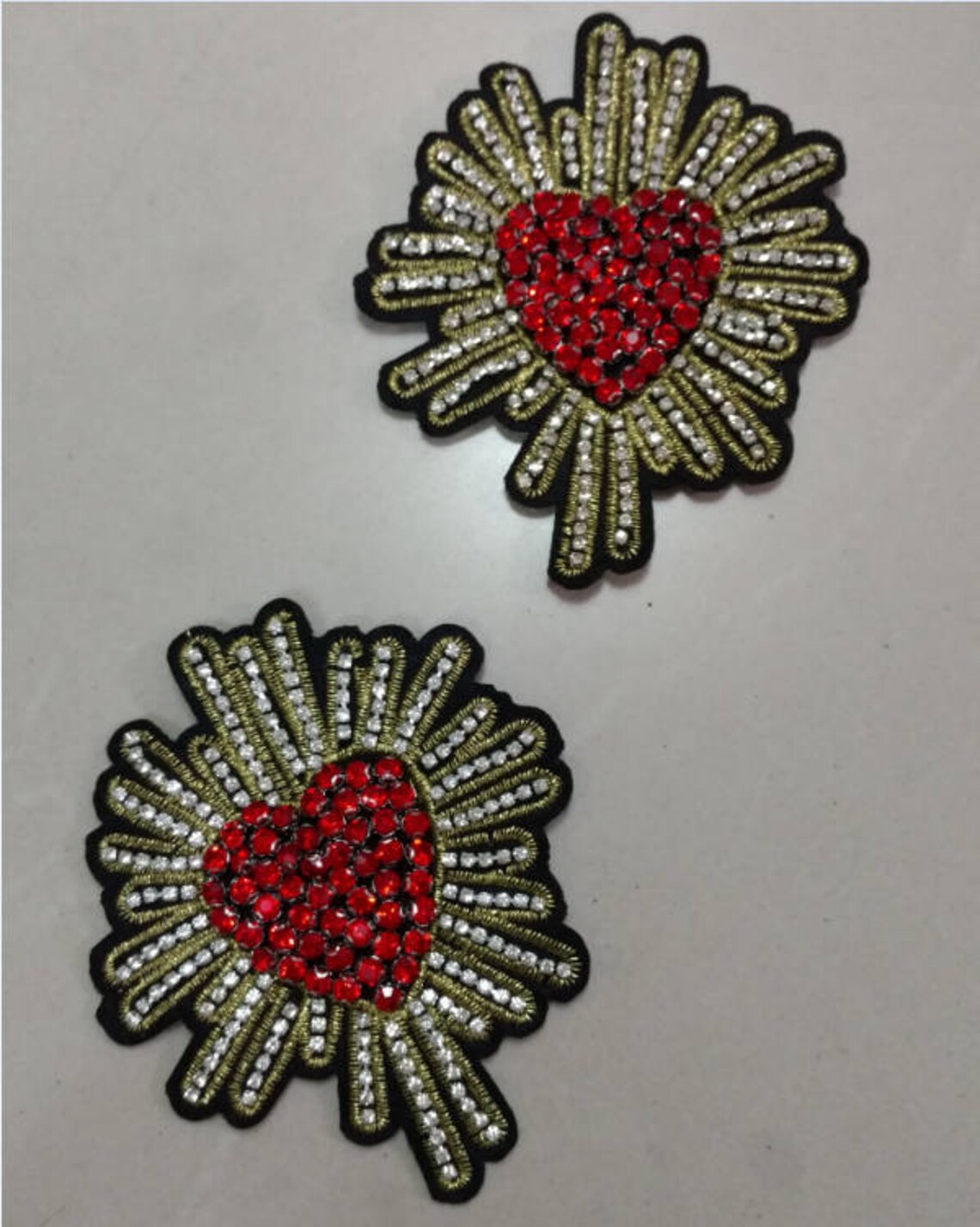 Delicate Heart Beaded Sequined Applique Patchsequins Heart - Etsy