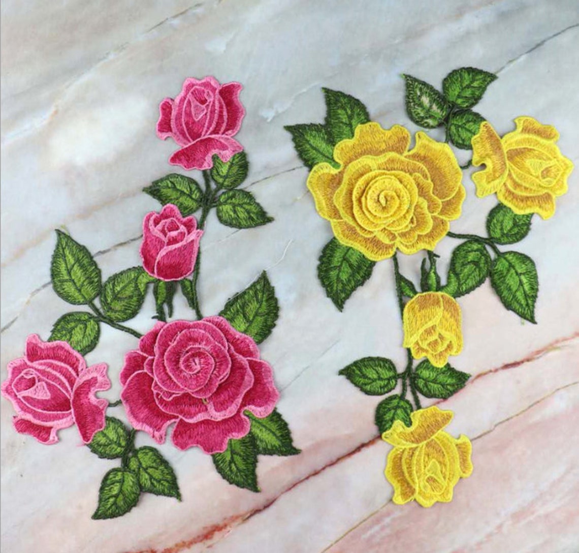 Delicate Embroidered Pink Flower Applique Patchvintage Floral - Etsy