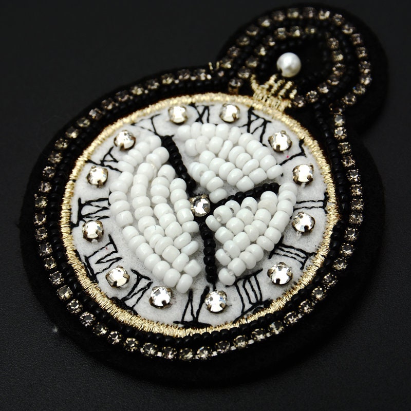 Clock Embroidery Rhinestone Applique Patchbeaded Clock Patch - Etsy