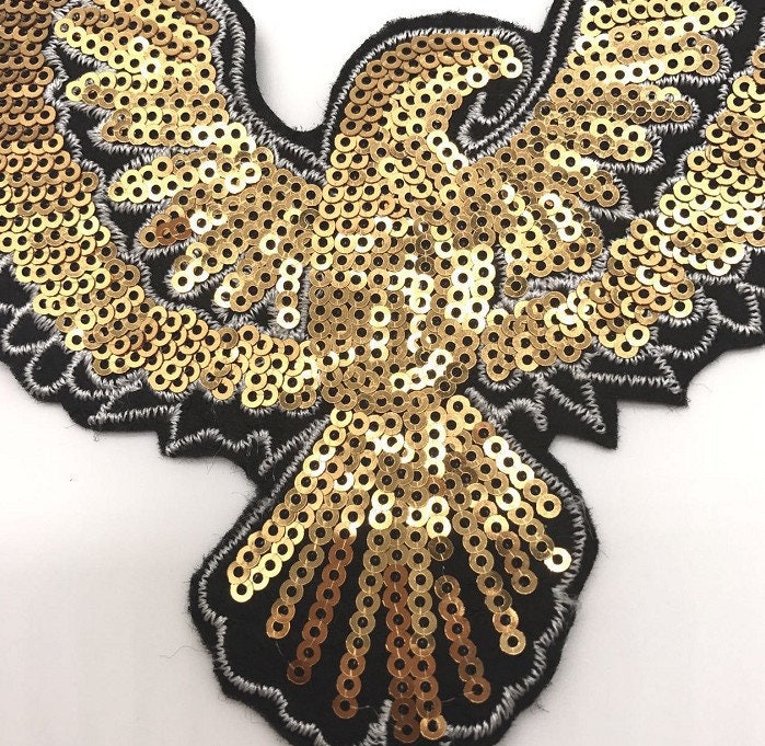 Gold Eagle Sequined Applique Patch,paillette Patch,sequins Eagle Patch ...