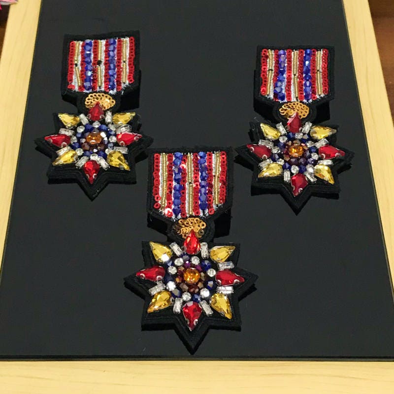 Delicate Beaded Badge Sequined Applique Patchsequins Badges - Etsy