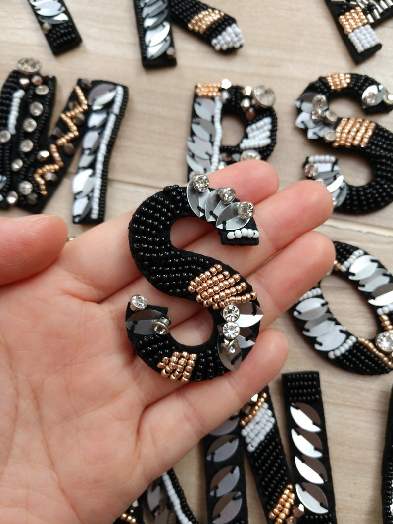 Delicate Embroidery Beaded Letters Sequined Applique | Etsy