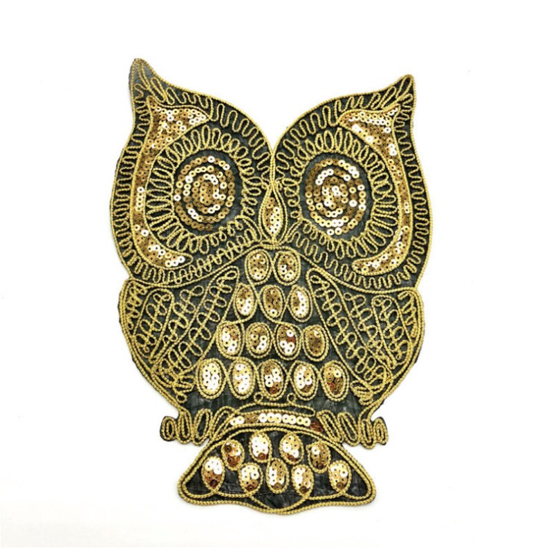 Owl Sequined Embroidery Applique Patchpaillette Patchsequins - Etsy