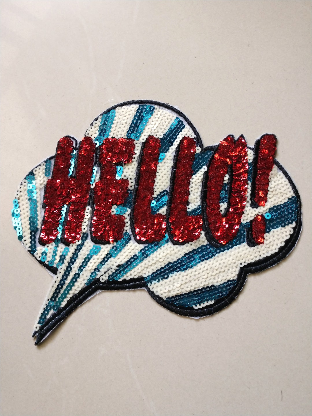 HELLO Sequined Applique Patch,paillette Patch,sequins Patch Supplies ...