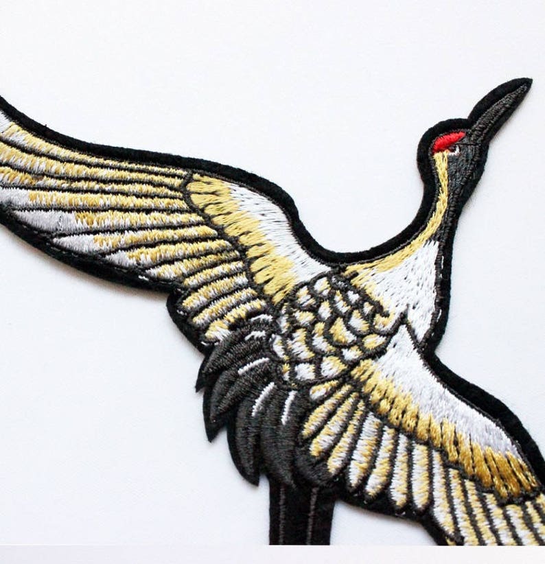A Pair of Embroidered Iron on Flying Cranes Applique - Etsy