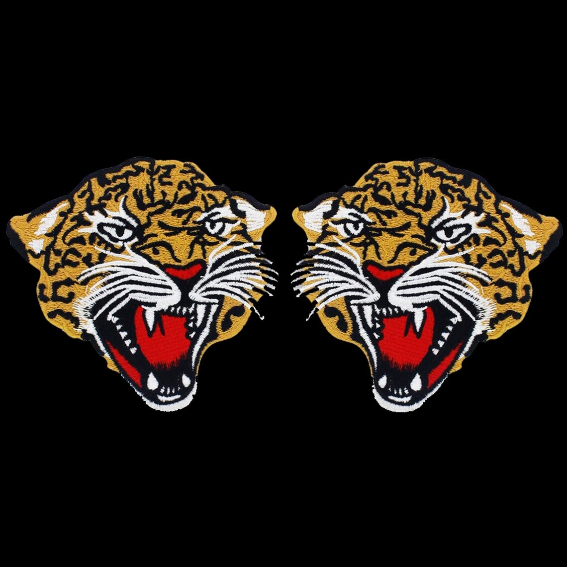 A Pair of Embroidered Leopard Applique Patchvintage Leopard | Etsy