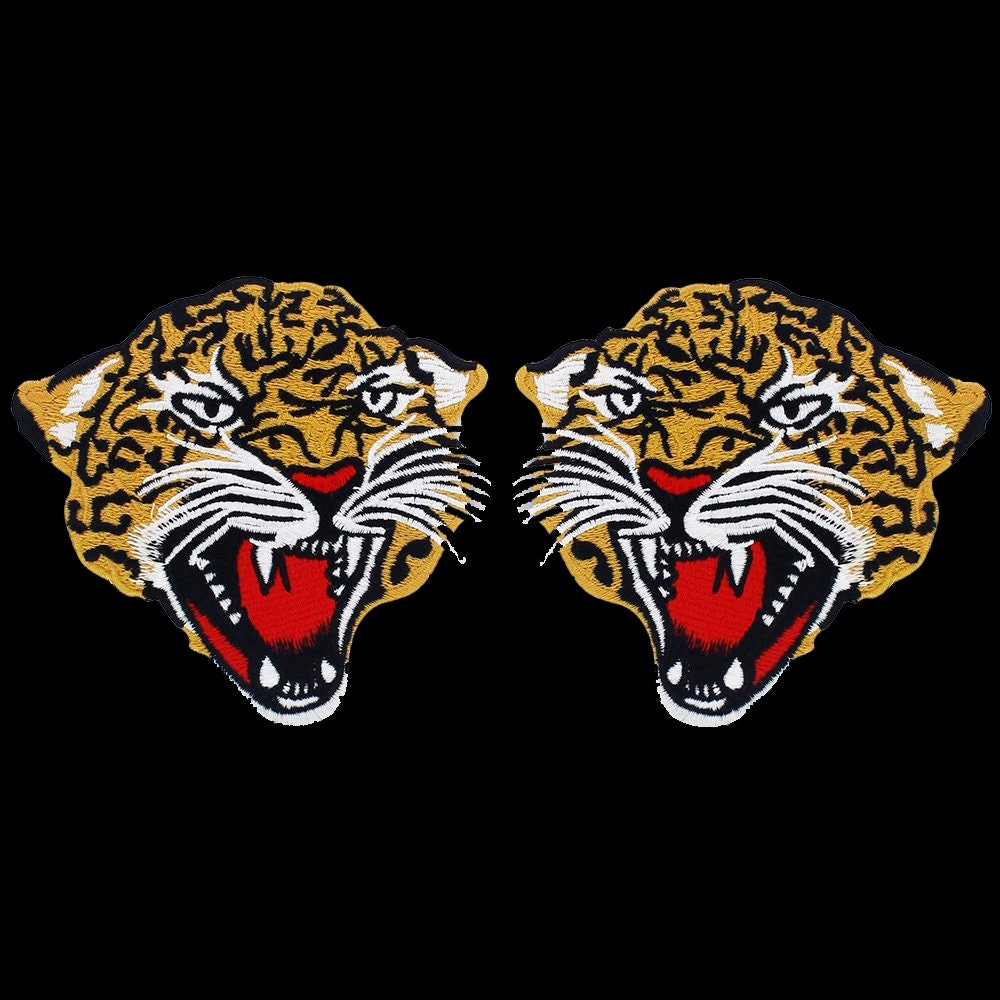 A Pair of Embroidered Leopard Applique Patchvintage Leopard | Etsy