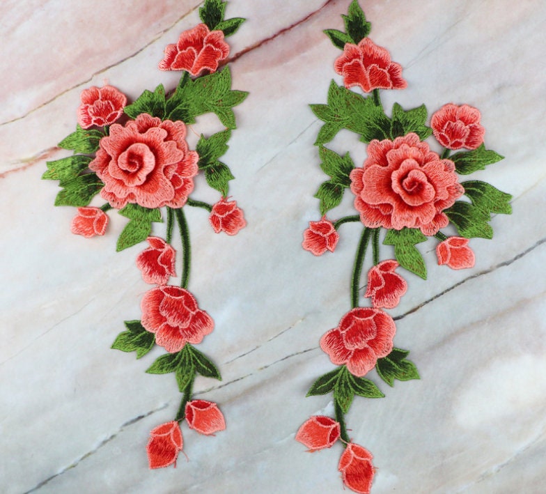 A Pair of Embroidered 3D Flower Applique Patchvintage Floral | Etsy