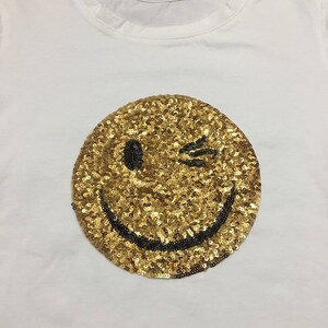Golden Smile Face Sequined Applique Patch,paillette Patch,sequins Patch ...