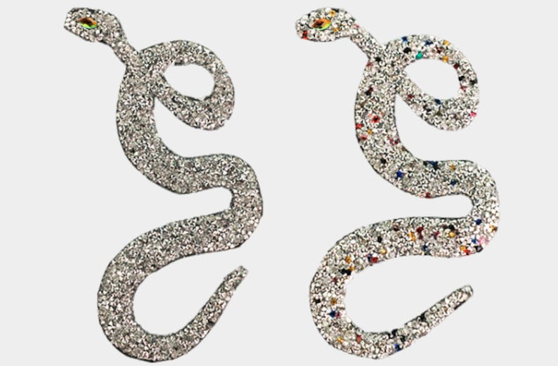 Snake Embroidery Rhinestone Iron on Applique Patchdiamond - Etsy