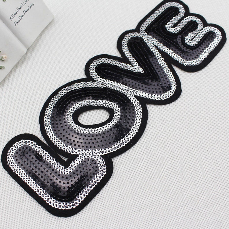 LOVE Sequined Applique Patch,paillette Patch,sequins Patch Supplies for Coat,t-shirt,costume ...