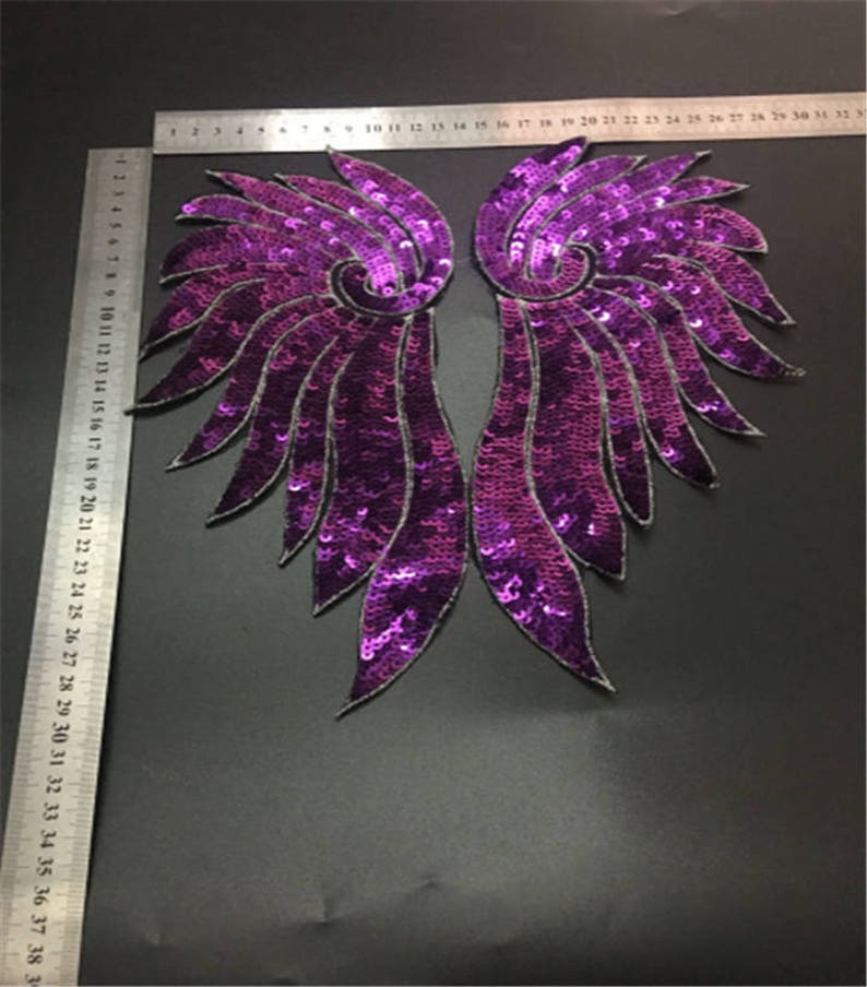 A Pair of Wings Sequined Applique Patchsequins Wings Patch - Etsy