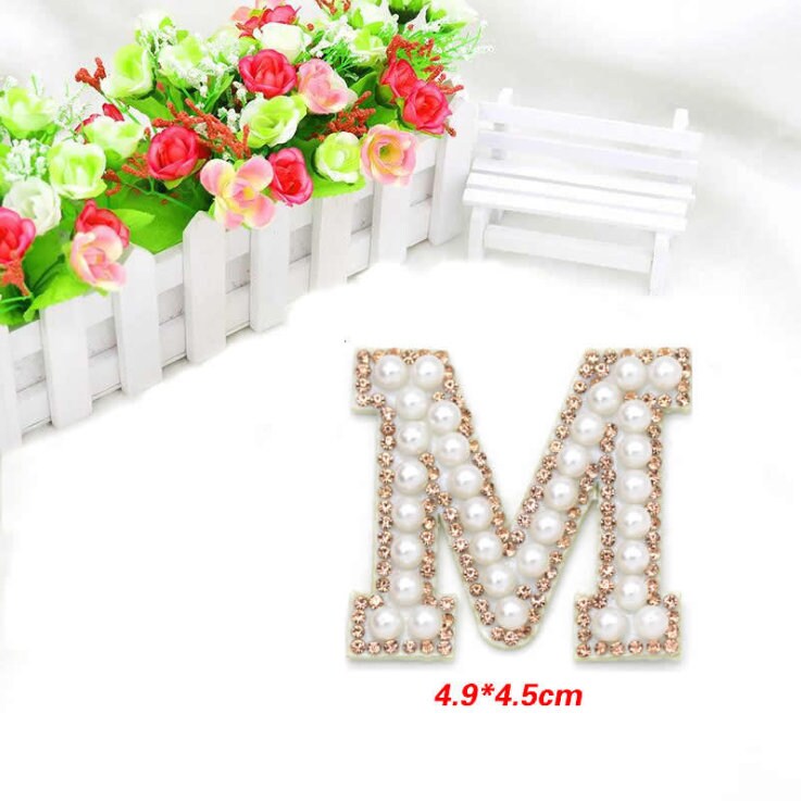 Gold Pearl and Rhinestone Letters Iron on Applique - Etsy