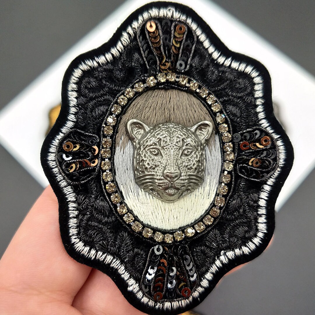 Delicate Leopard Embroidered Applique Patch,embroidery Leopard Head ...