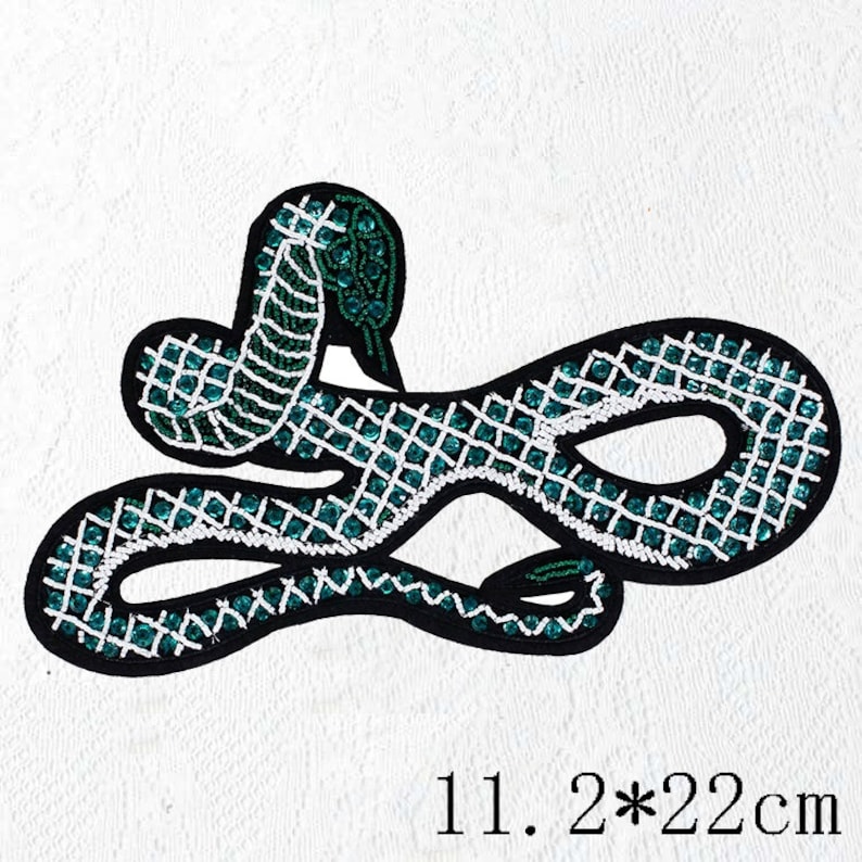 Delicate Snake Embroidery Rhinestone Sequined Applique - Etsy