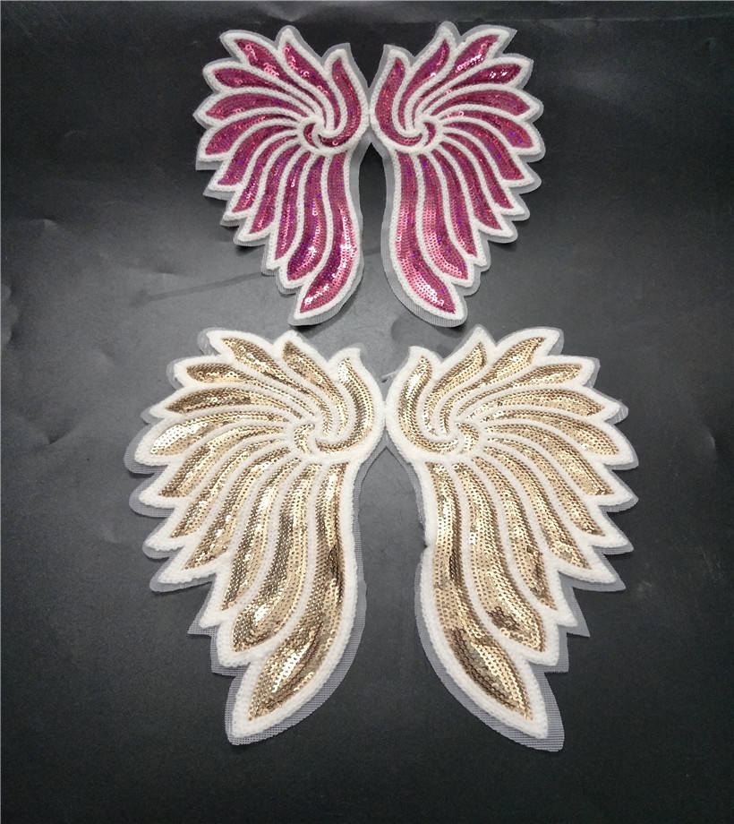 A Pair of Gold Wings Sequined Applique PatchPaillette | Etsy