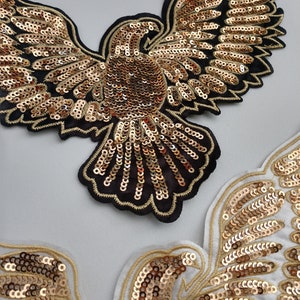 Gold Eagle Sequins Embroidery Applique Patch,embroidered Sequin Eagle ...