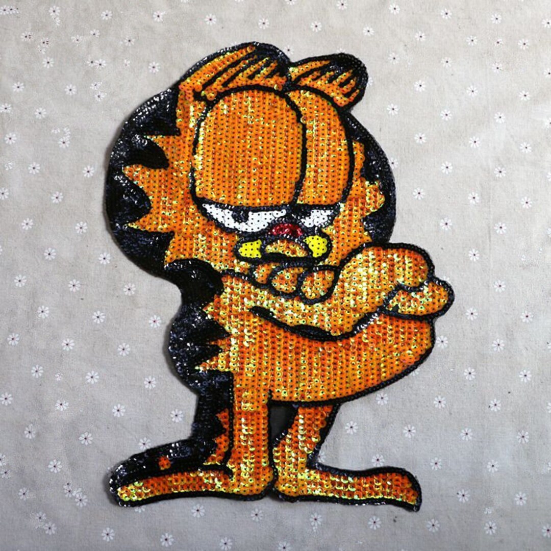 Cartoon Garfield Sequined Applique Patchpaillette - Etsy