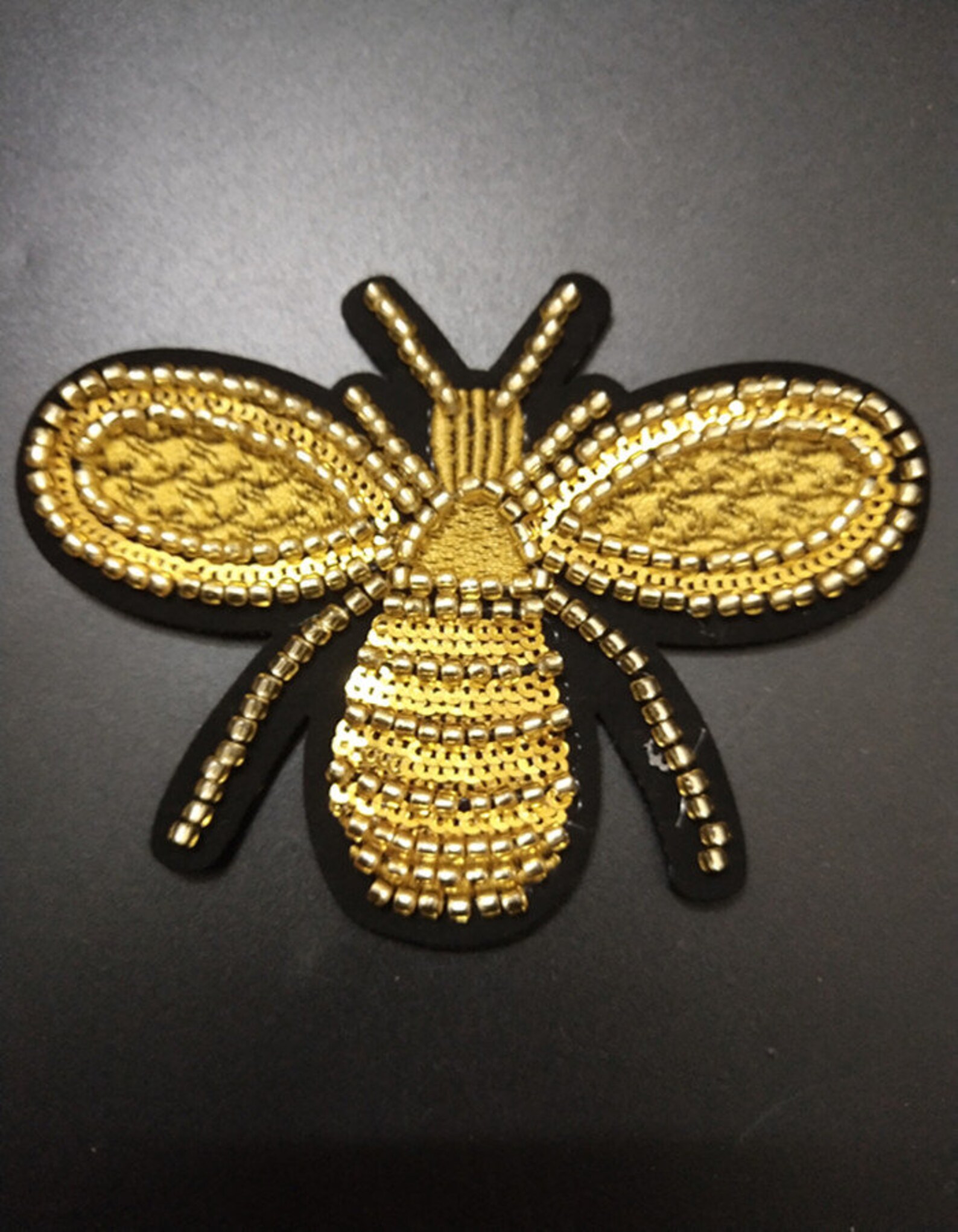 Gold Bee Embroidery Beaded Sequined Applique Patch,beaded Bee Patch ...
