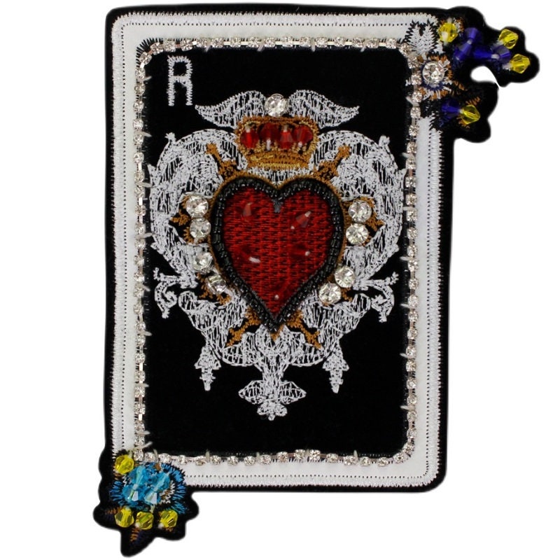 Playing Card Embroidered Beaded Applique Patchembroidery | Etsy