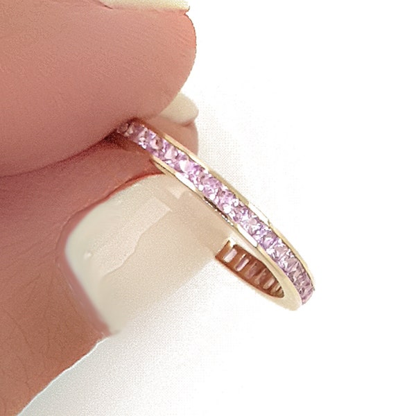 Pink Channel Set Ring - Etsy