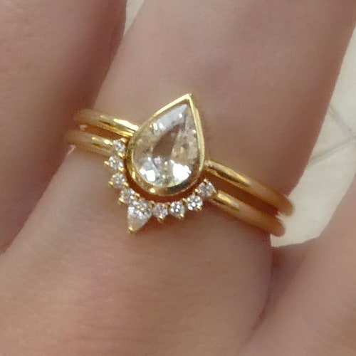 White Gold Diamond Nesting Wedding Band . Matching Wedding - Etsy