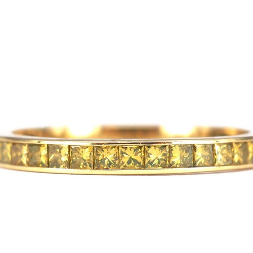 Yellow Diamond Eternity Ring 18k 14k Gold or Platinum 1.6mm . - Etsy
