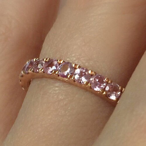 Light Pink Sapphire Eternity Ring . Half or Full Eternity 14k - Etsy