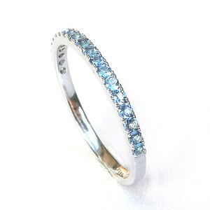 Aquamarine Eternity Ring . Solid 18k or 14k Gold . Full 3/4 - Etsy