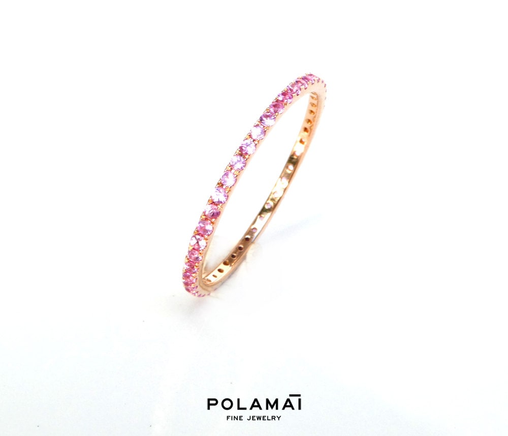Light Pink Sapphire Eternity Ring . Half or Full Eternity 14k - Etsy