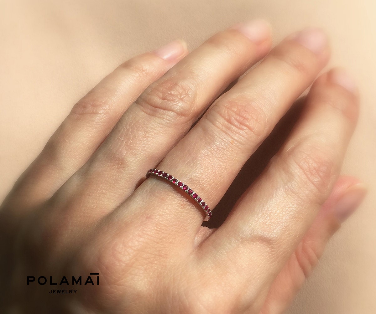 Ruby Eternity Ring 18k . Full 3/4 Half Eternity . Ruby Wedding | Etsy