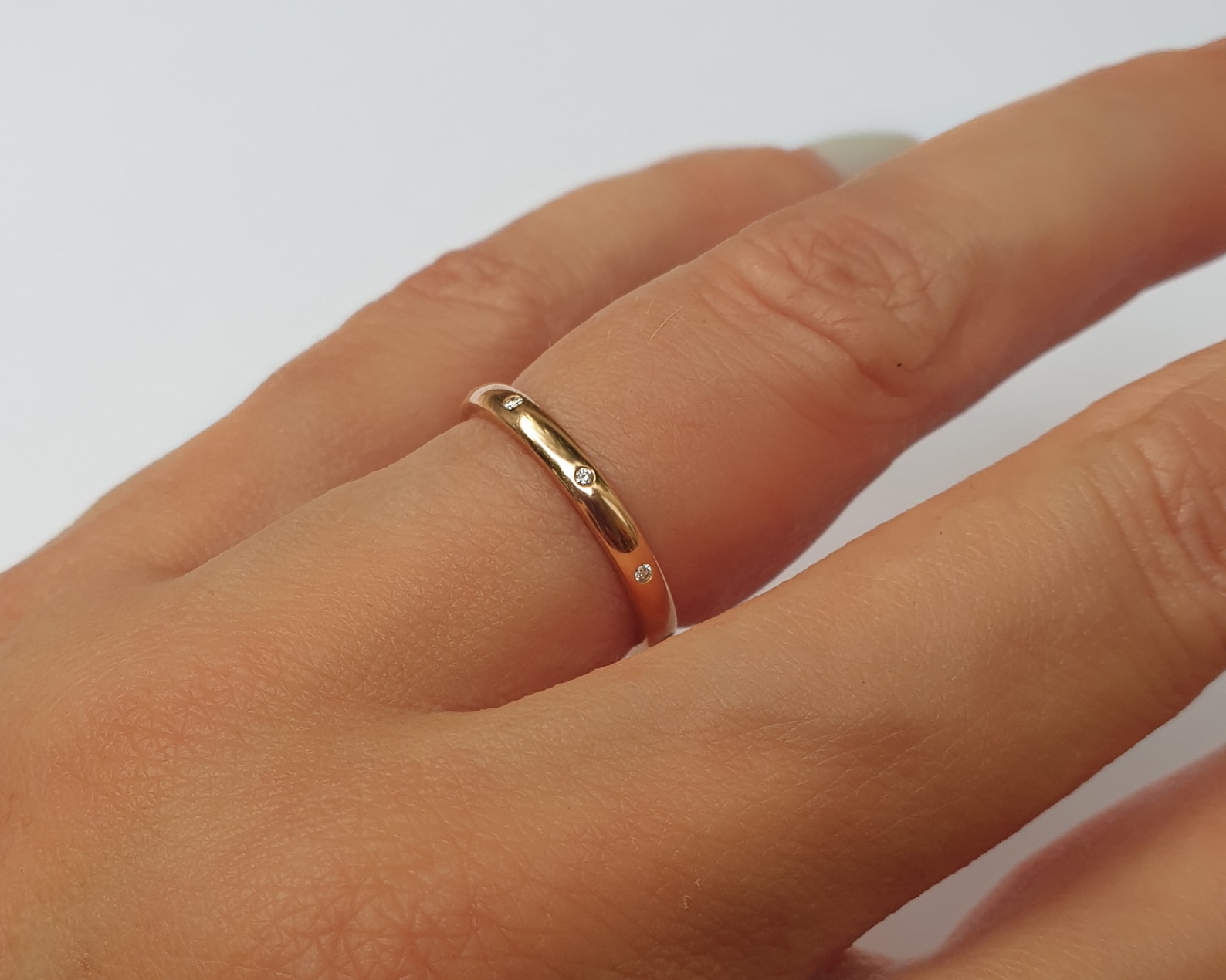 Diamond Wedding Band 2.2mm . Diamond Stacking Ring . Polka Dot | Etsy