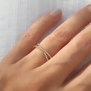 Diamond Crossover Ring . Crossover Eternity Ring . Double Eternity Ring ...