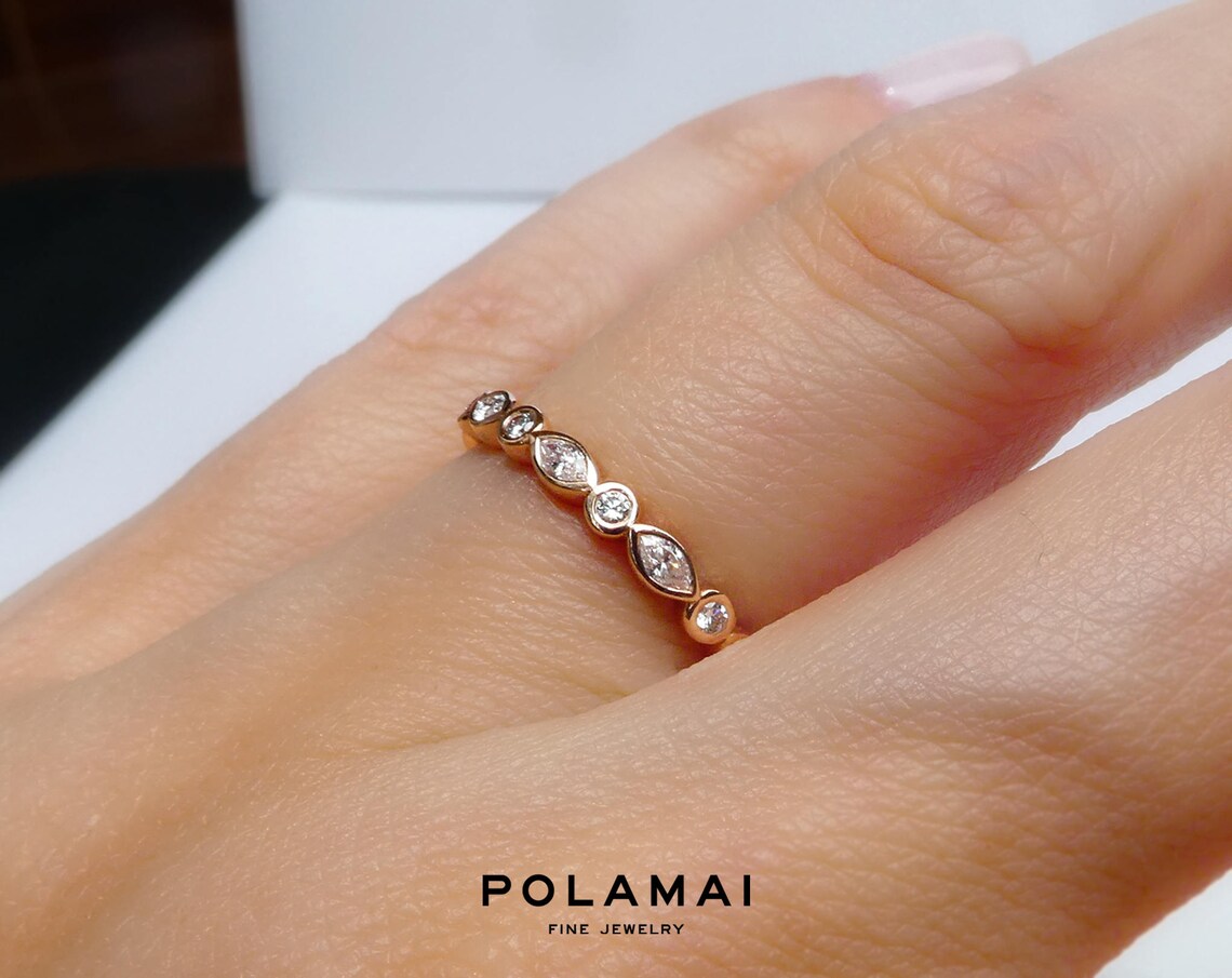 Marquise Diamond Eternity Band . Wedding Ring 0.31ctw G VS . | Etsy