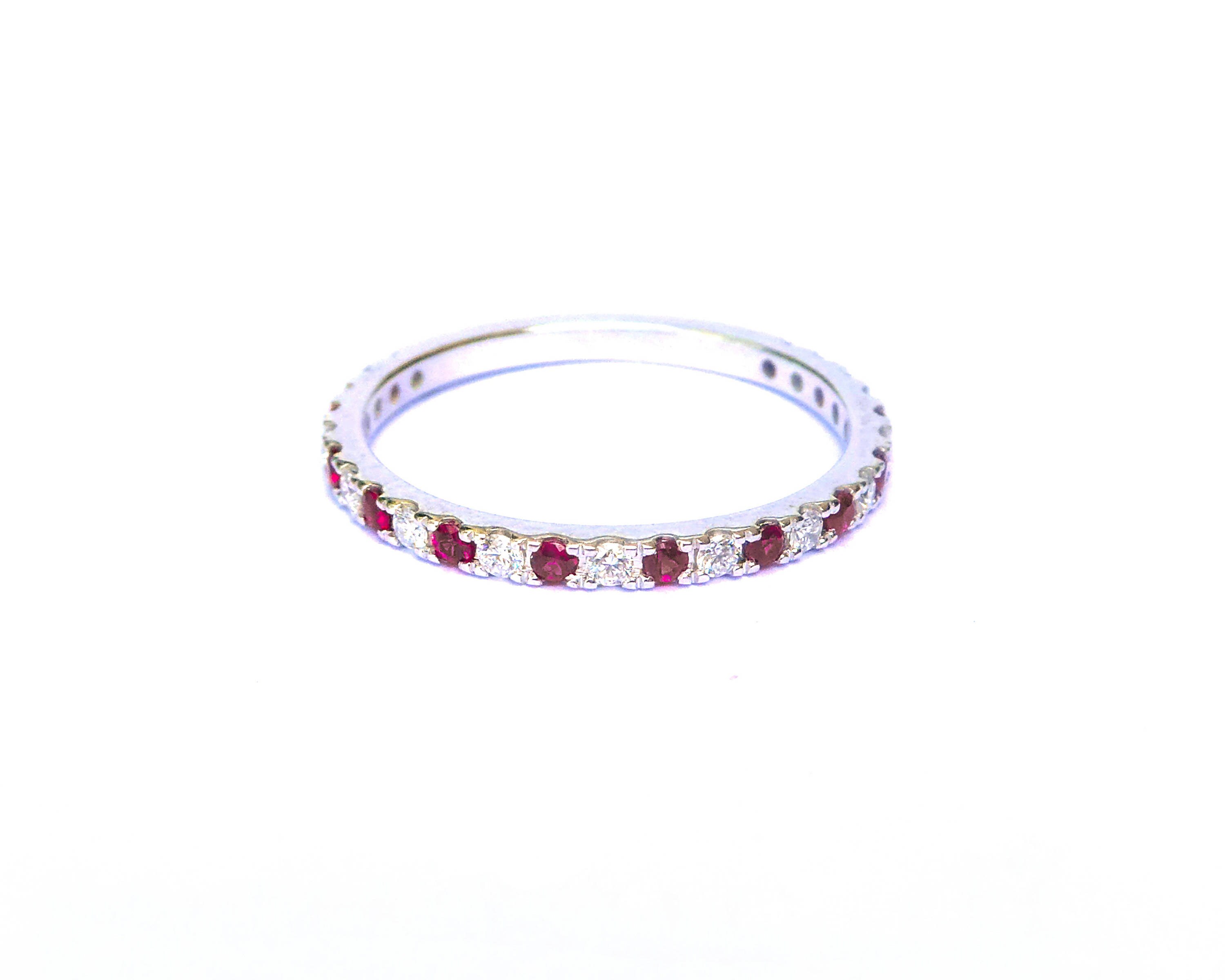 Diamond and Ruby Eternity Ring . 18k 14k Gold . Half Full - Etsy