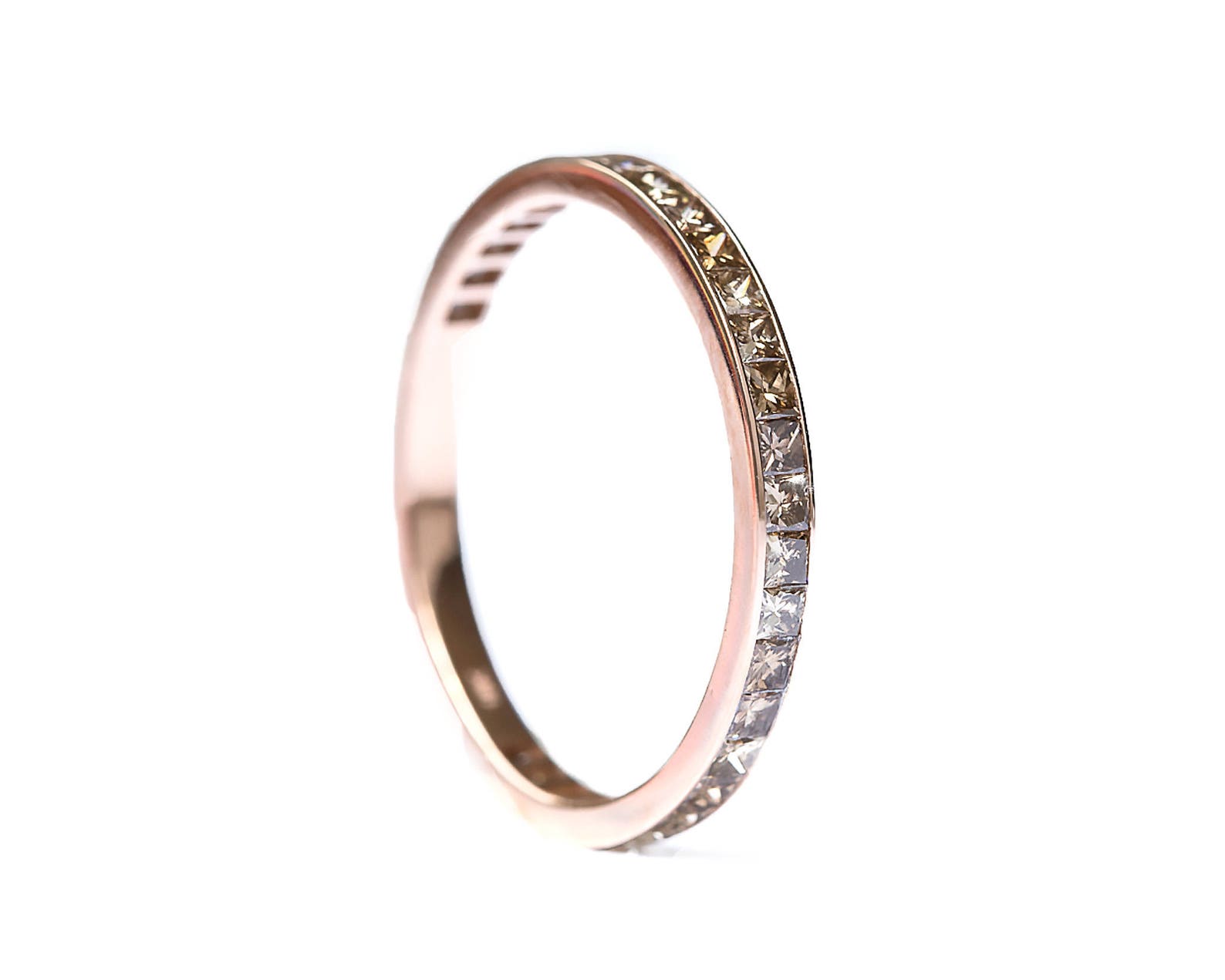 Chocolate Brown Diamond Princess Cut Eternity Ring 2.2mm 18k 14k ...