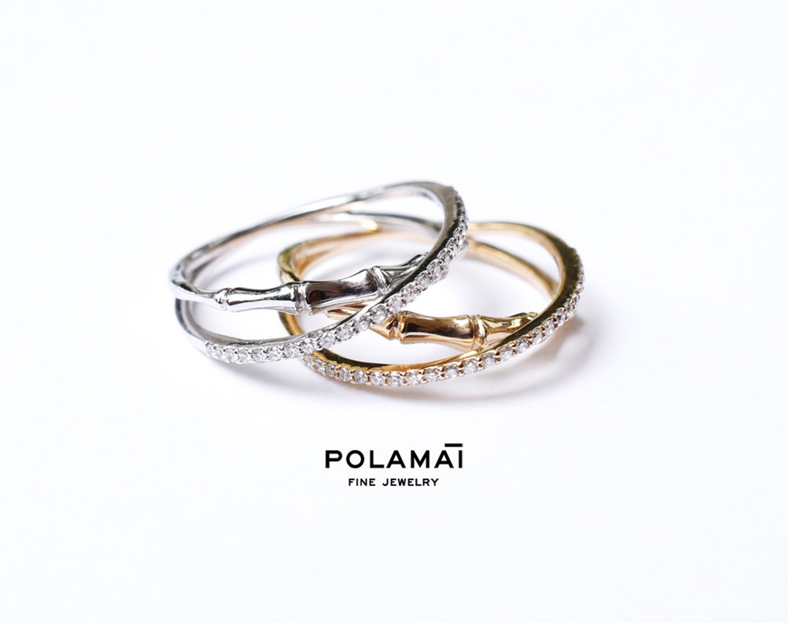 Bamboo Diamond Eternity Crossover Ring 14k Gold . Micro Pave - Etsy